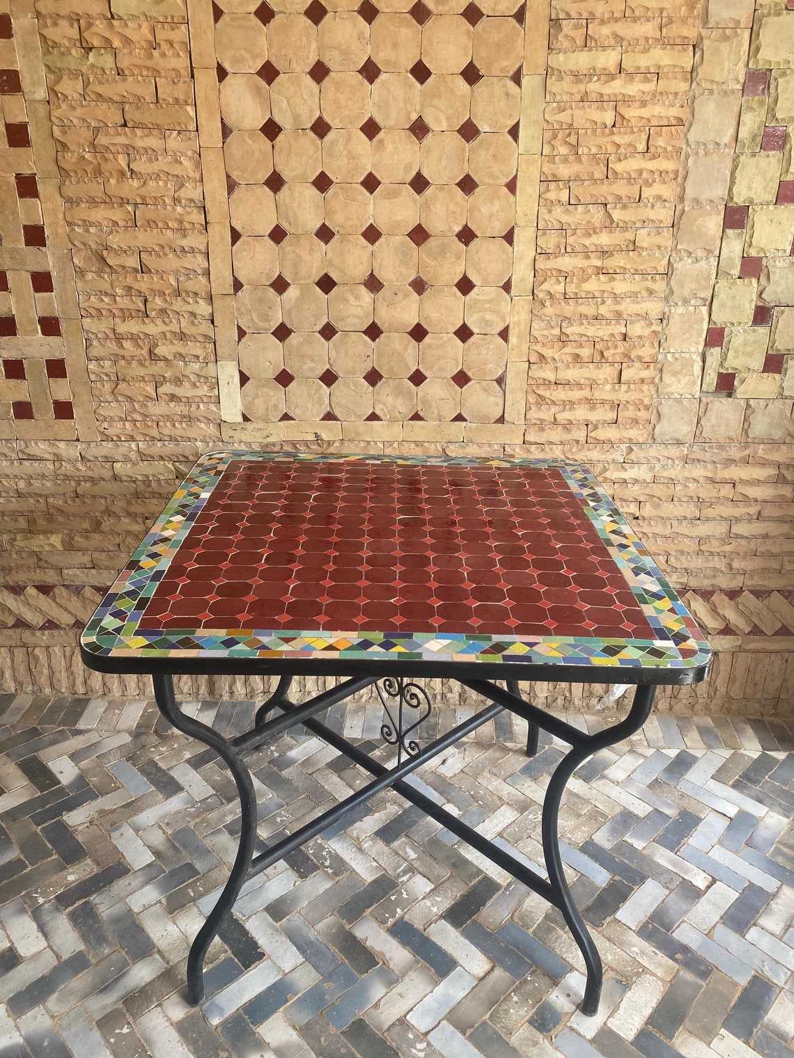 Handmade Moroccan Mosaic Square Mosaic Table Art Mid Century Mosaic ...