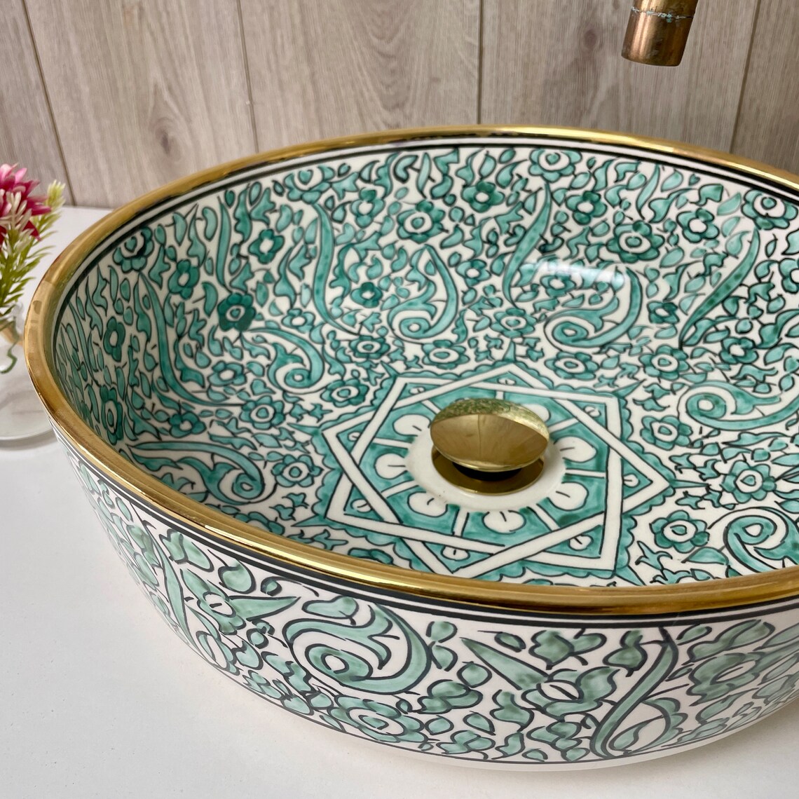 Ceramic Sink-basin With Edge Gold 14k Modern-artisanal 100% Hand ...