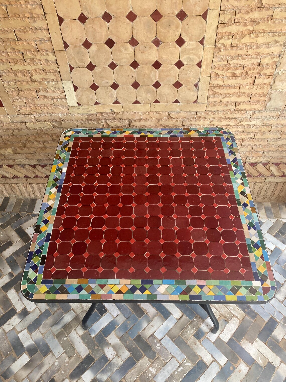 Handmade Moroccan Mosaic Square Mosaic Table Art Mid Century Mosaic ...