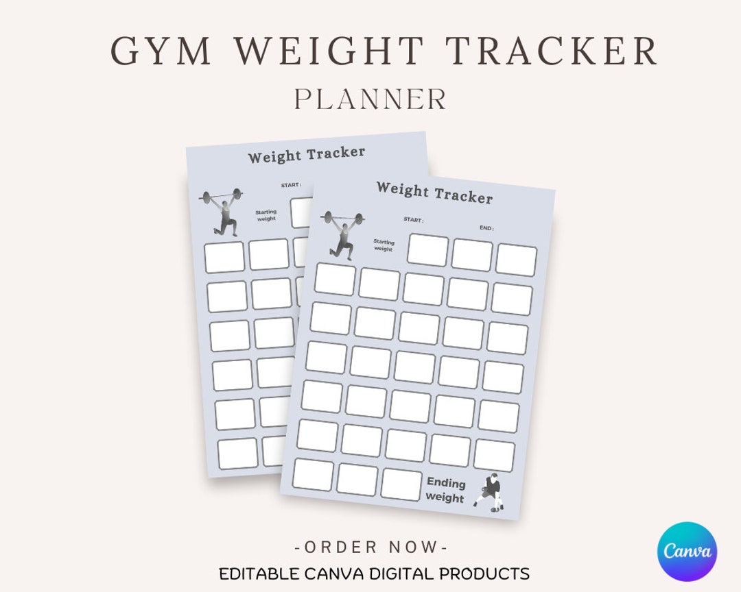 Gym Weight Tracker Planner, Printable Canva Editable, Workout Log ...