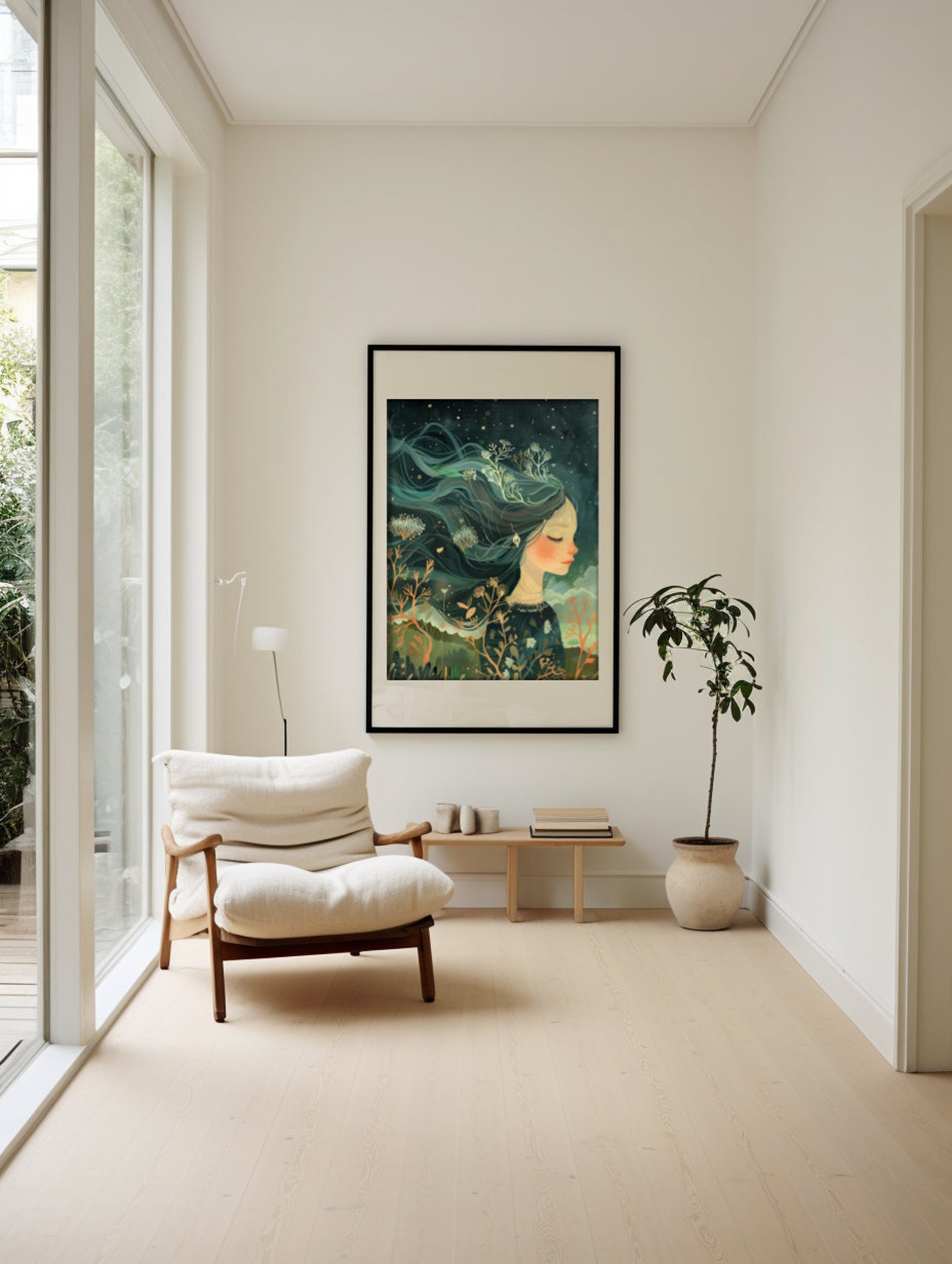 Windblown Dreams - Girl Portrait With Flowing Hair Art for Print Digital Download | WI20 - Etsy