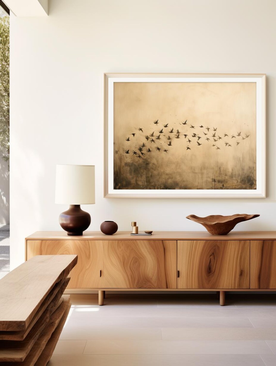 Flight Through the Mist, Birds Murmuration, Art for Print Digital ...