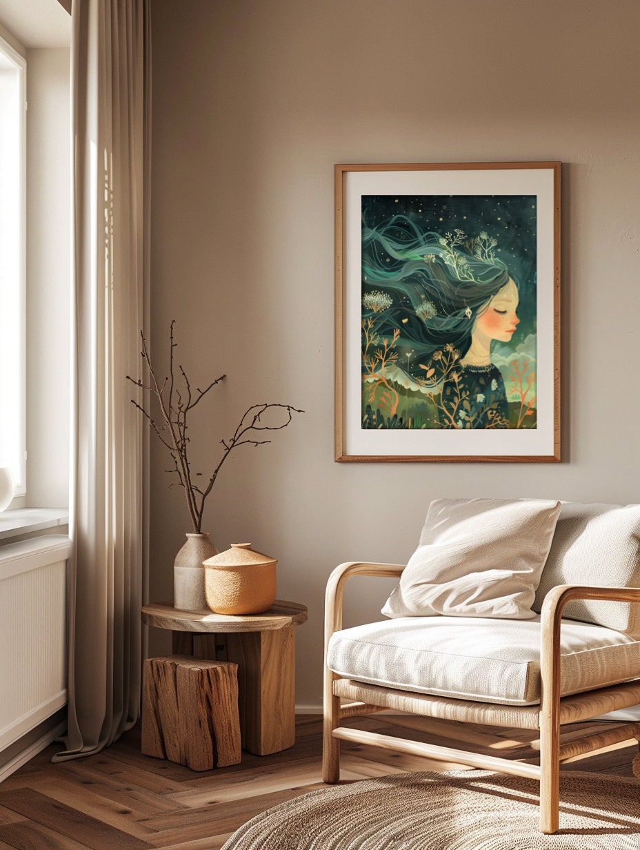 Windblown Dreams - Girl Portrait With Flowing Hair Art for Print Digital Download | WI20 - Etsy