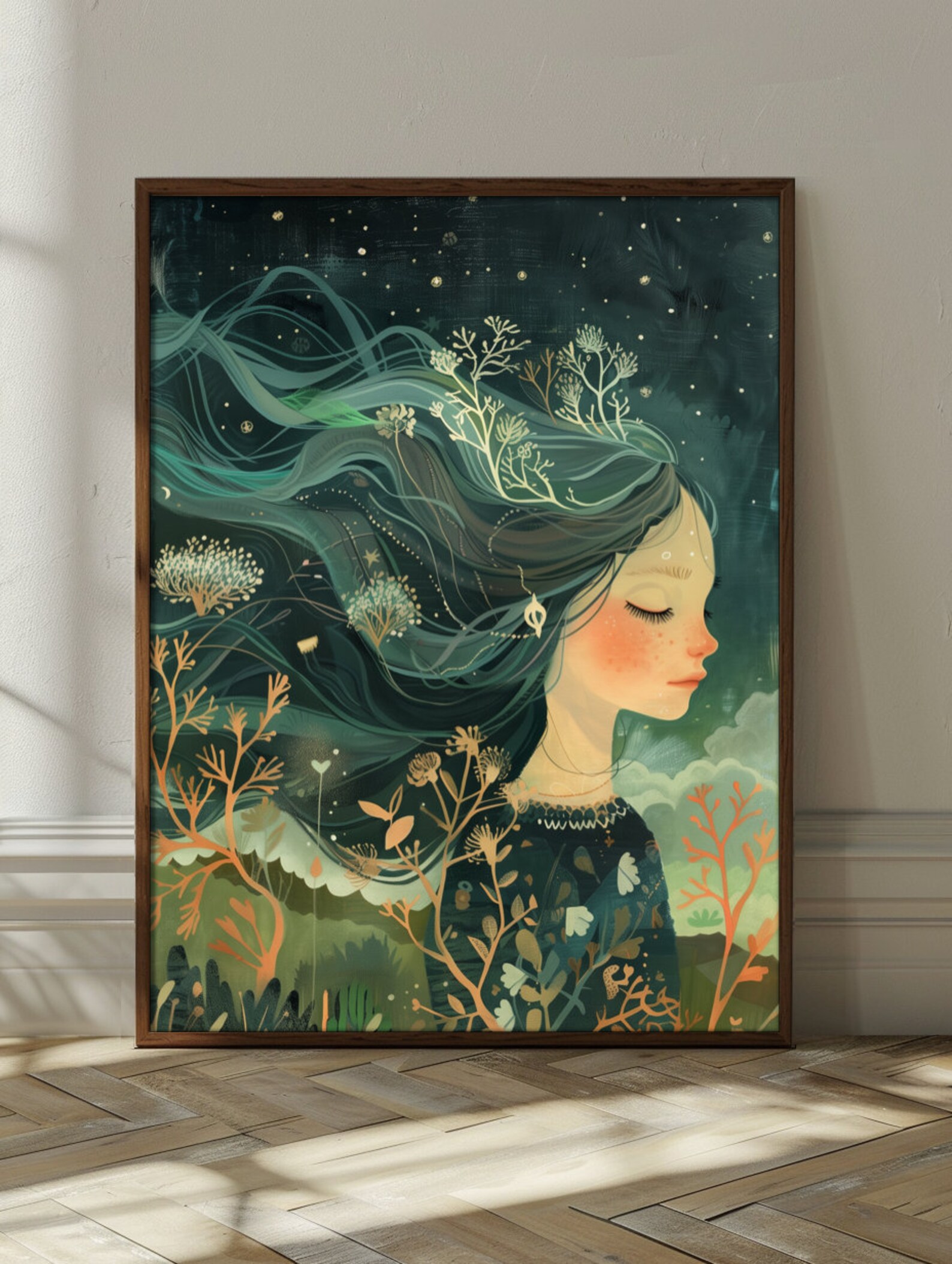 Windblown Dreams - Girl Portrait With Flowing Hair Art for Print Digital Download | WI20 - Etsy