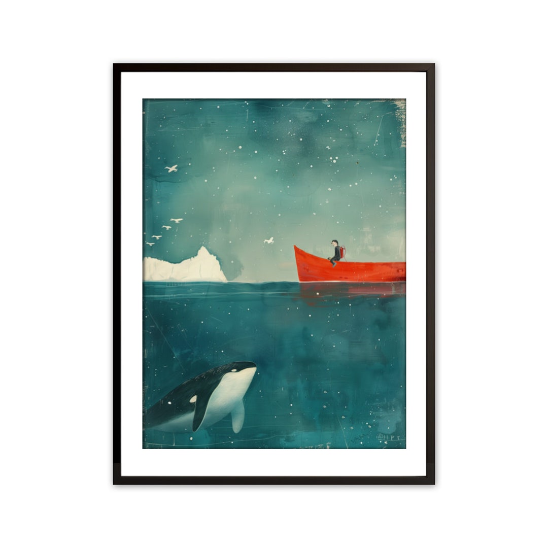 Arctic Adventure - Whale and Boat Fantasy Art for Print Digital ...