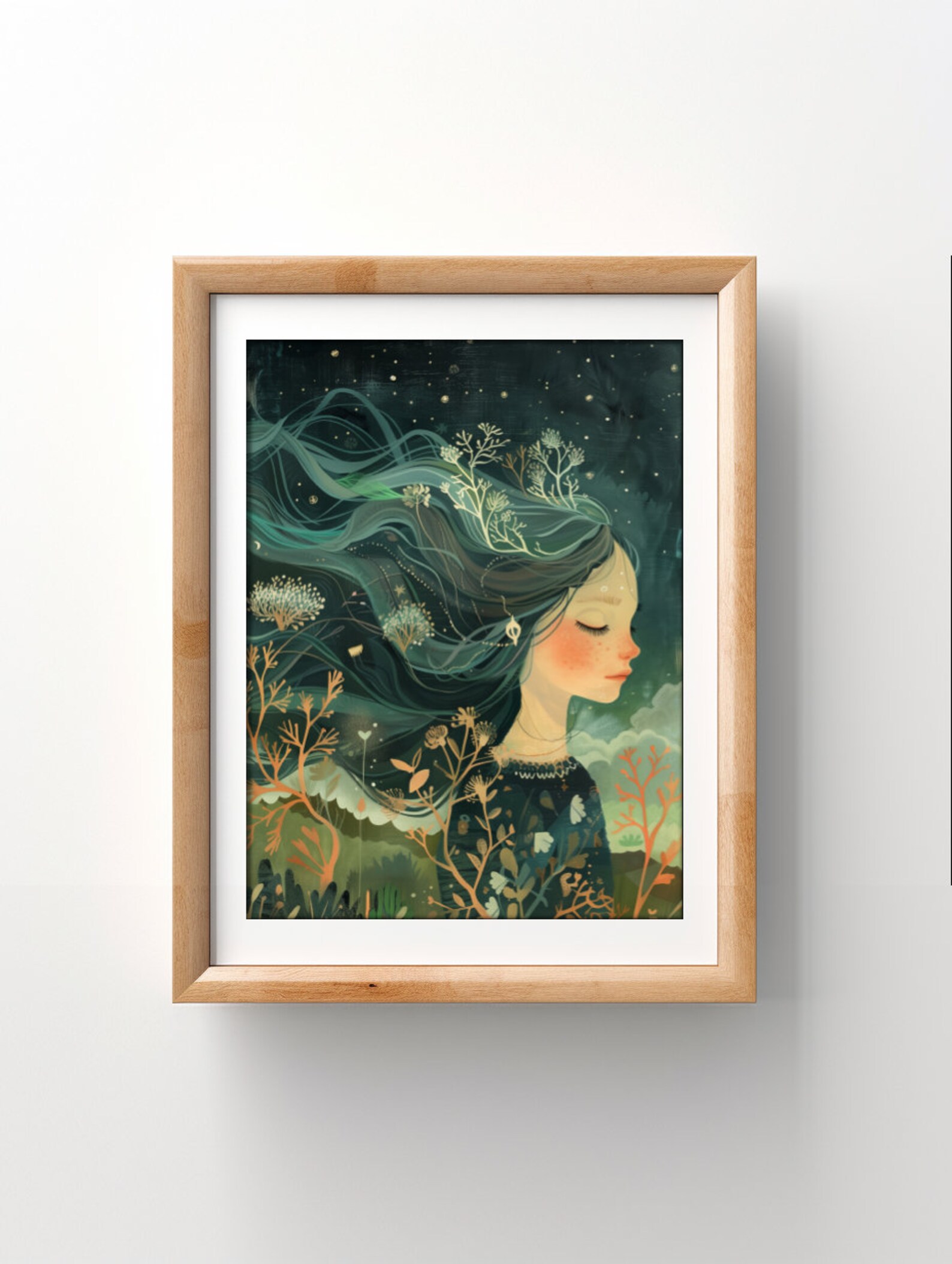 Windblown Dreams - Girl Portrait With Flowing Hair Art for Print Digital Download | WI20 - Etsy