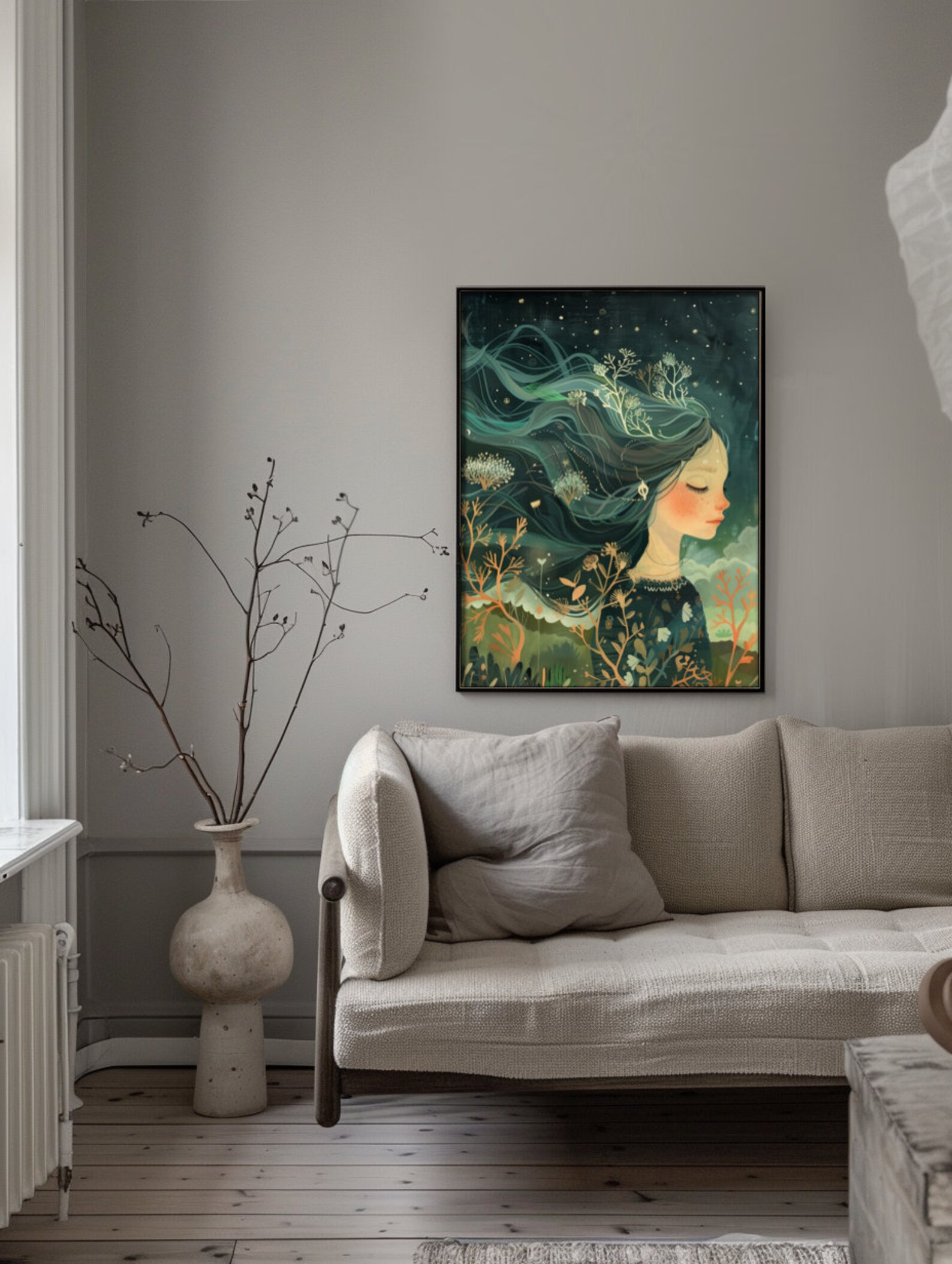 Windblown Dreams - Girl Portrait With Flowing Hair Art for Print Digital Download | WI20 - Etsy