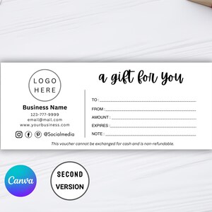 EDITABLE Gift Certificate Templates CANVA, Printable Small Business ...