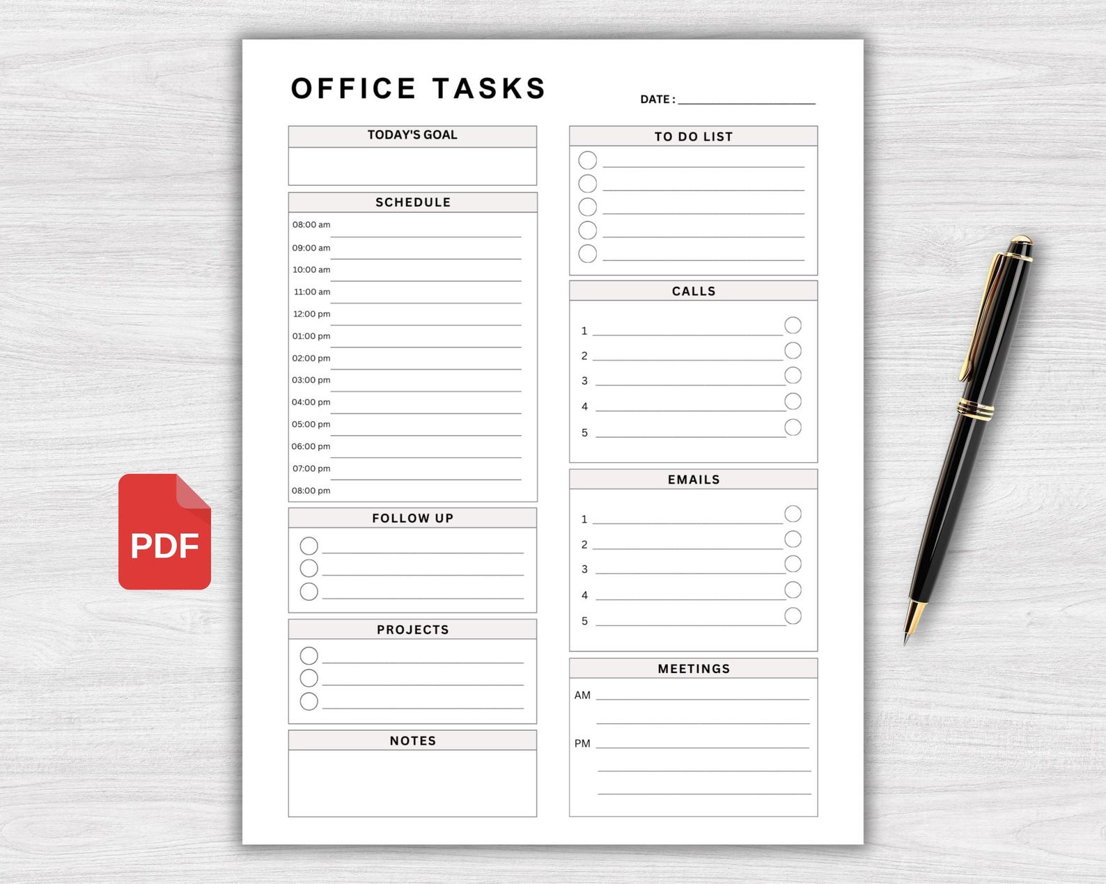 Printable Office Tasks. Office Planner. Office To-do List. Daily Office ...