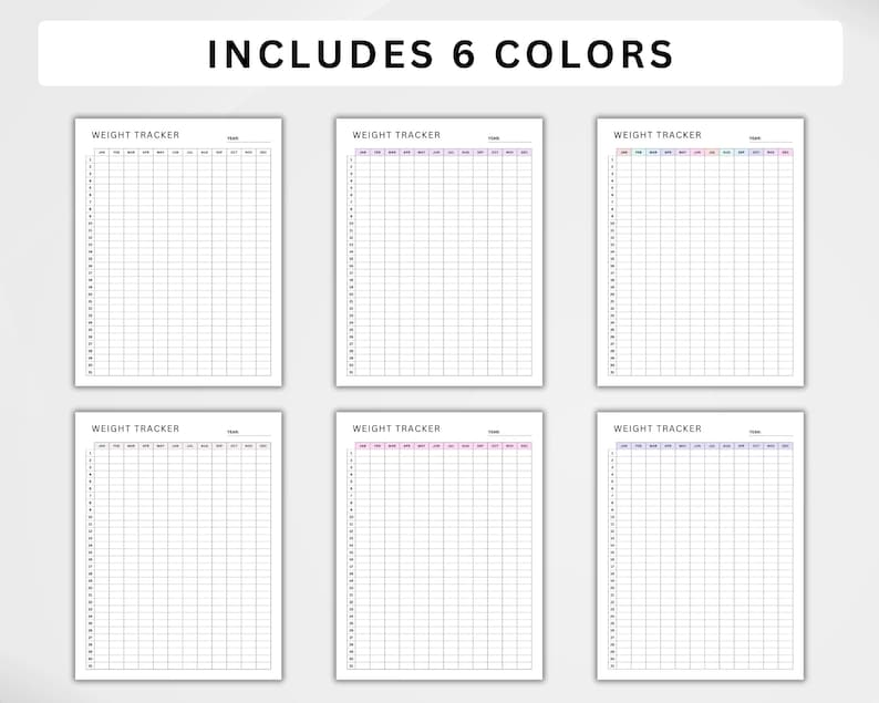 365 Day Weight Loss Tracker Printable, Daily Weight Journal, Weight ...