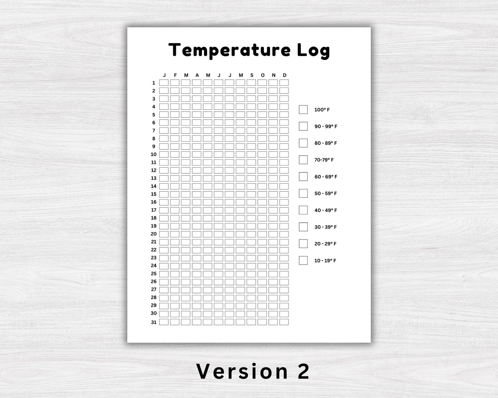 Printable Temperature Log | Weather Monitoring Sheet | PDF Climate ...