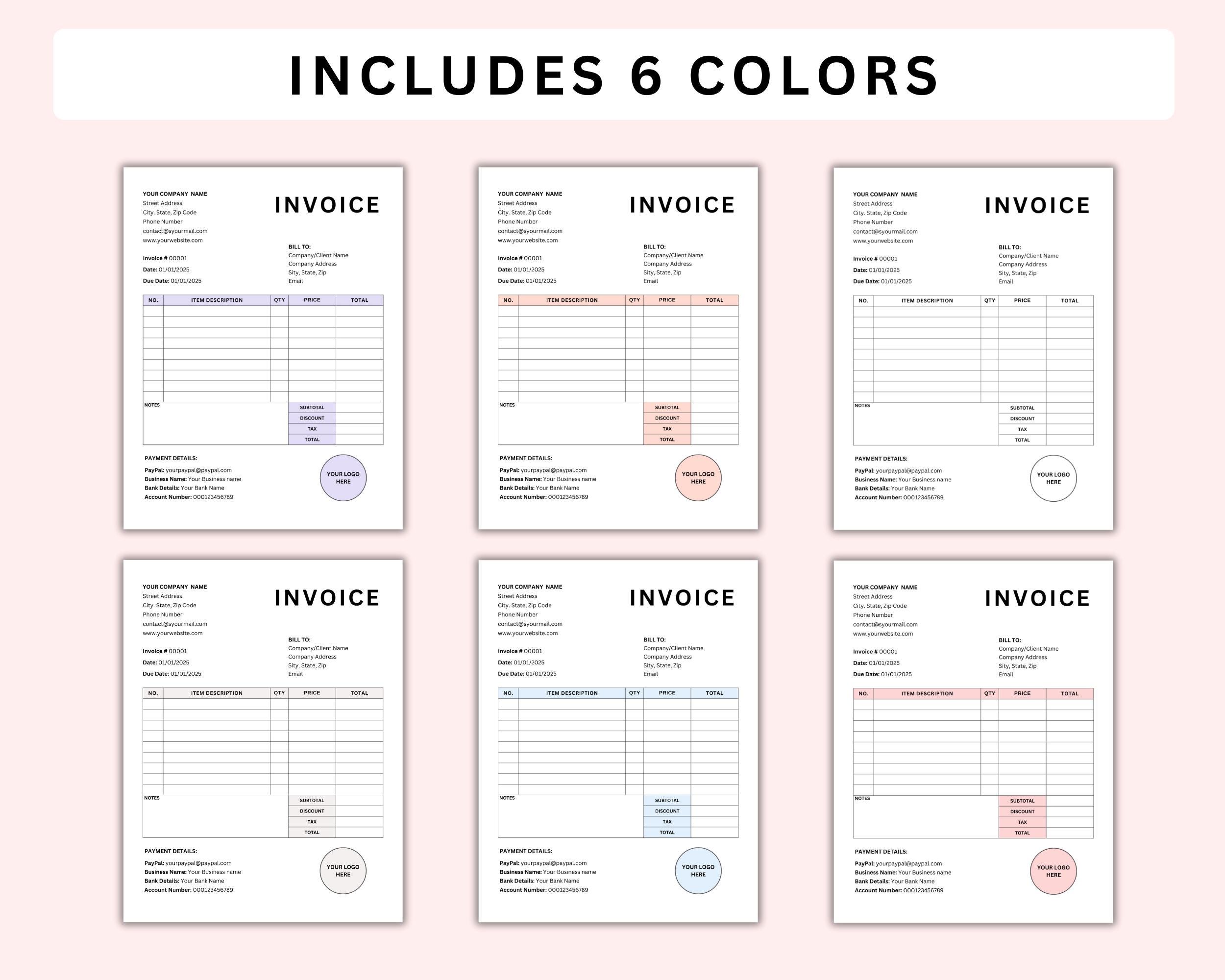 Editable Invoice Template: Modern Business Form (canva, Instant ...