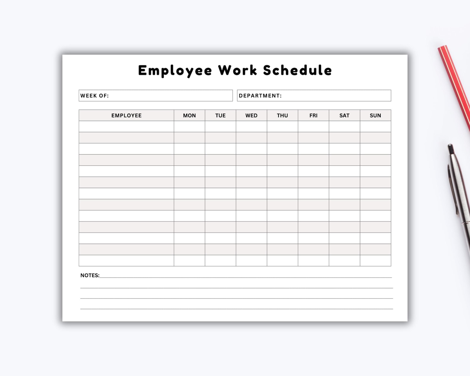 Employee Weekly Work Schedule. Weekly Staff Schedule. Employee Hours ...