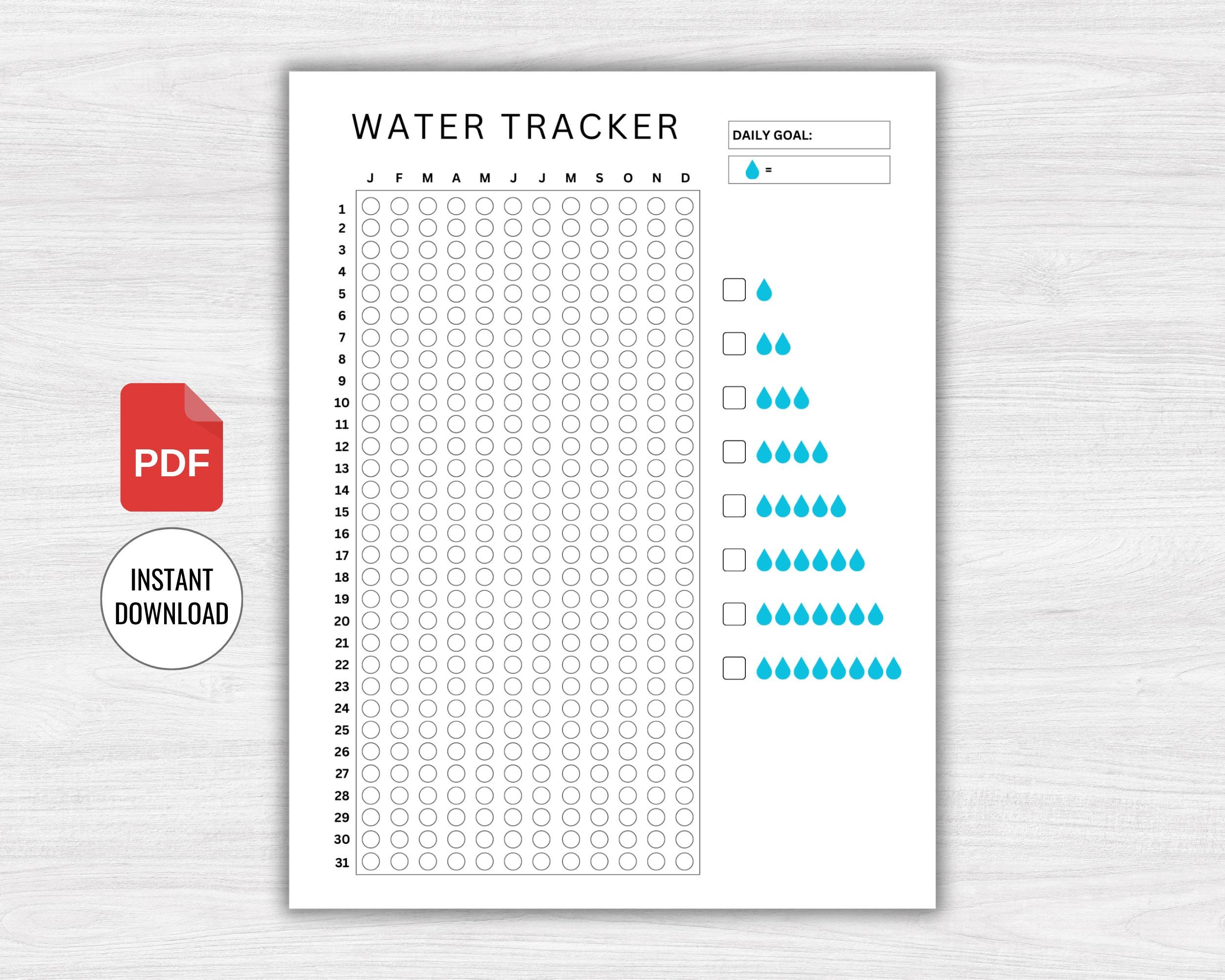 Monthly Water Tracker. Printable 31 Day Water Challenge. Hydration ...