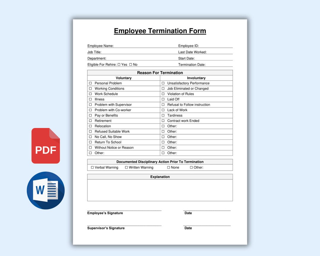 Printable Employee Termination Form Word, Employee Termination Form ...