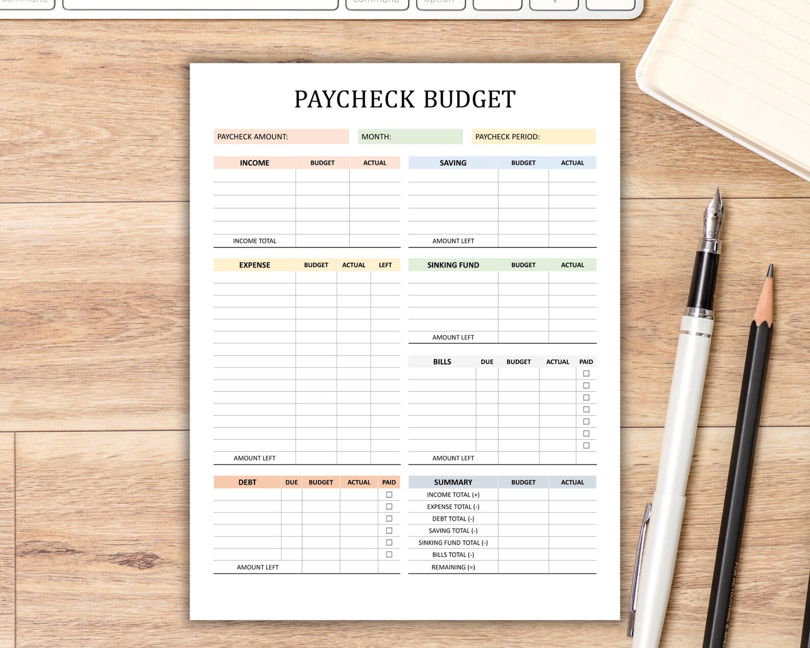 EDITABLE Paycheck Budget Template. Printable Paycheck Budget Planner ...