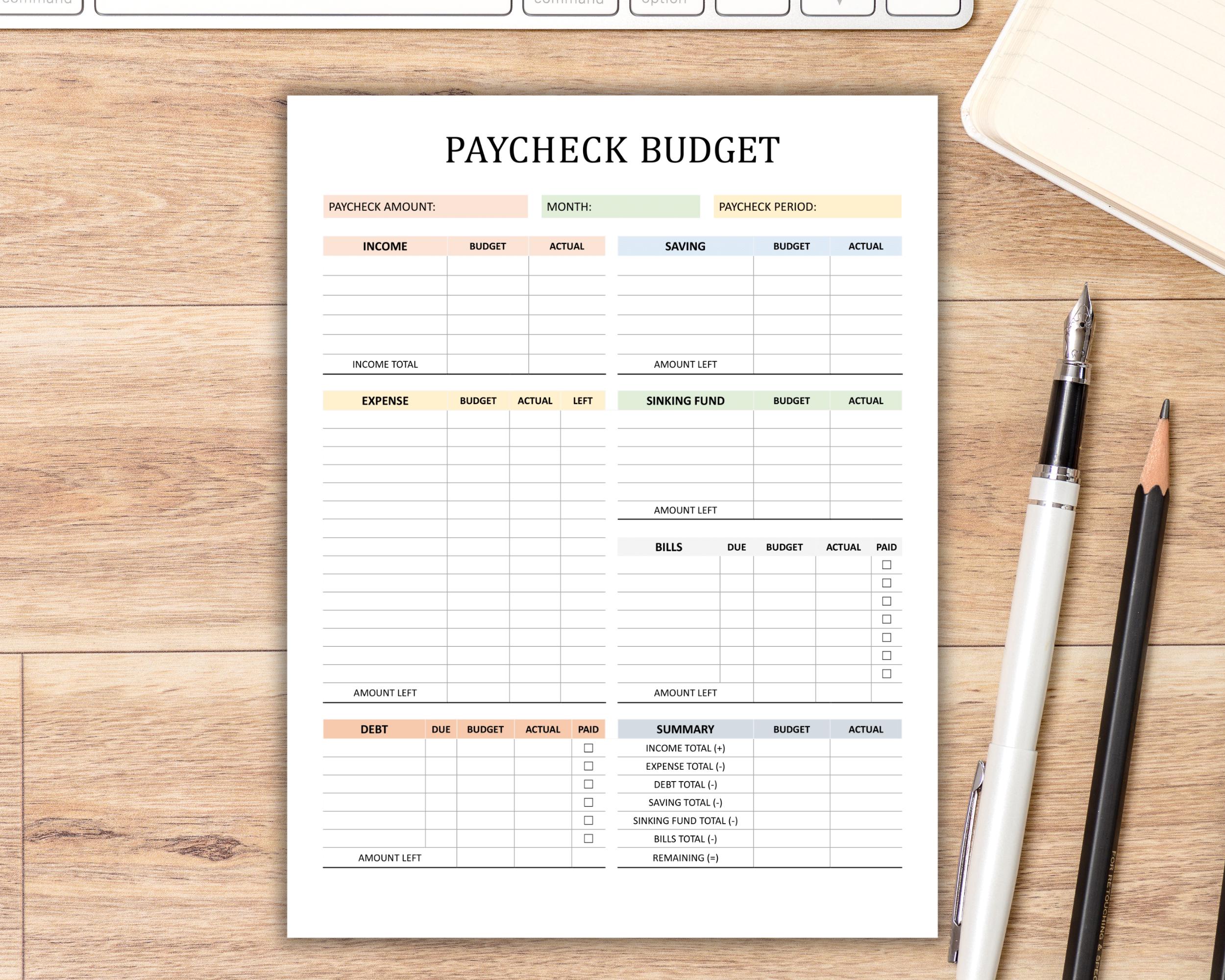 EDITABLE Paycheck Budget Template. Printable Paycheck Budget Planner ...