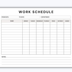 Employee Weekly Work Schedule Form Printable PDF. Instant Digital ...