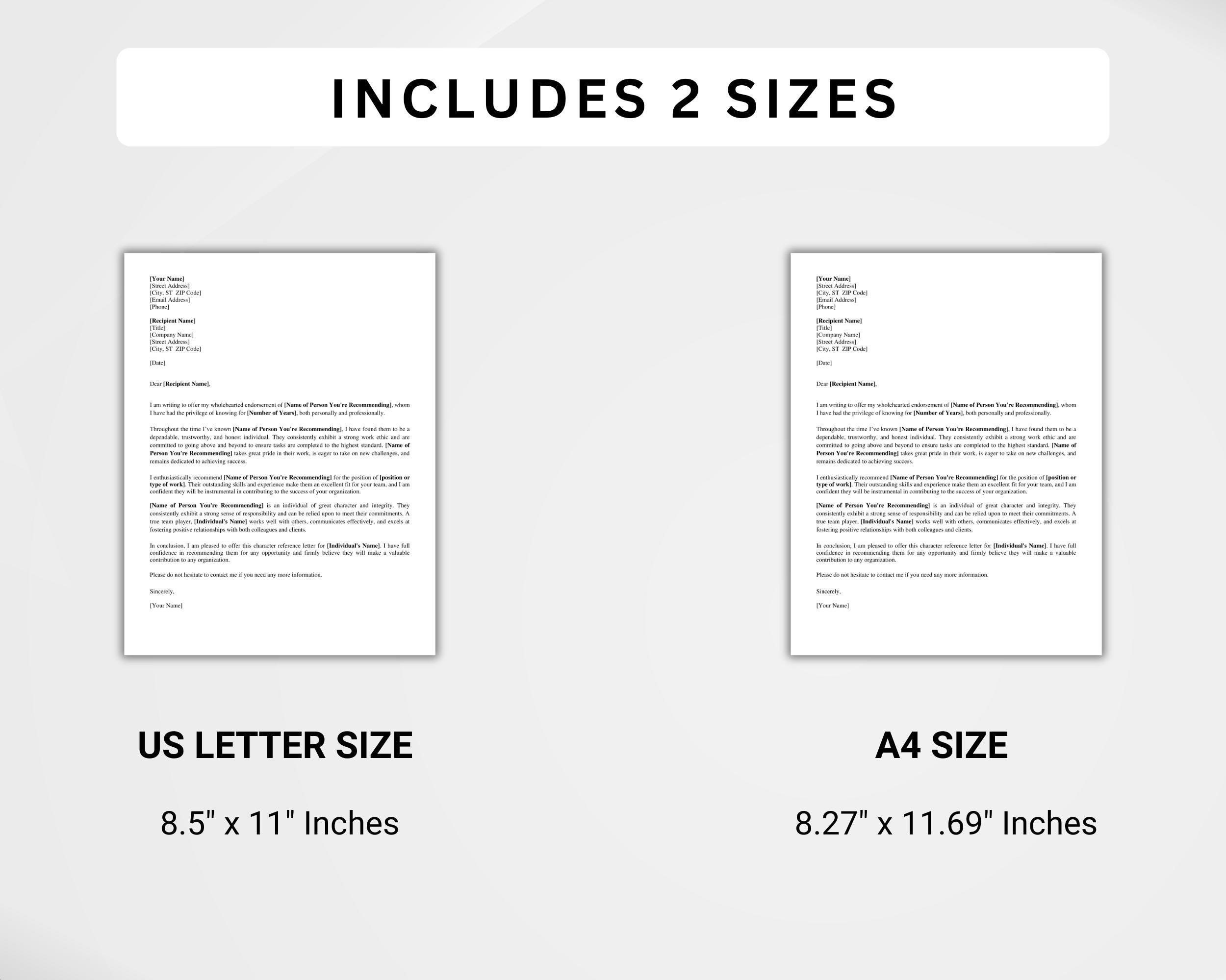 Editable Character Reference Letter Template, Professional Character ...