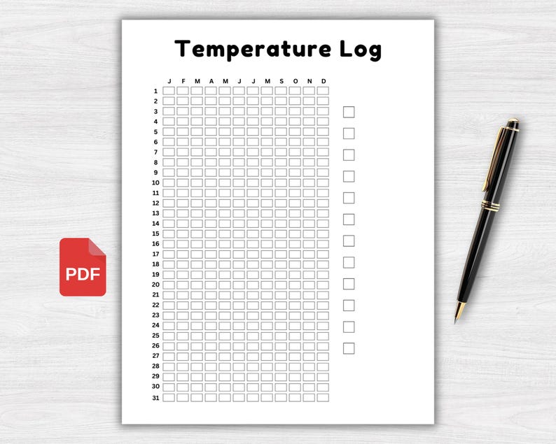 Temperature Log Printable | Temperature Tracker | Weather Tracker ...