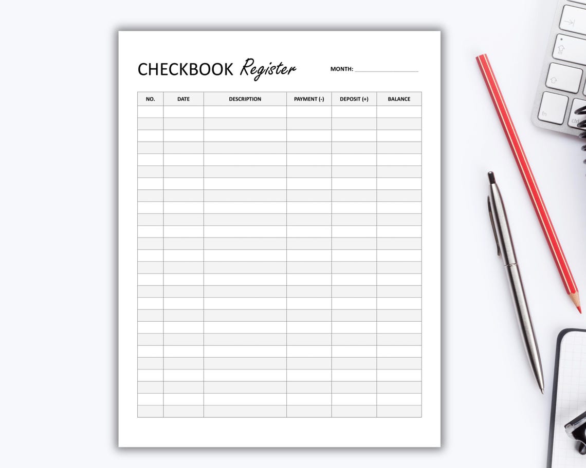 Printable Checkbook Register, Editable Bank Transaction Tracker, Check ...