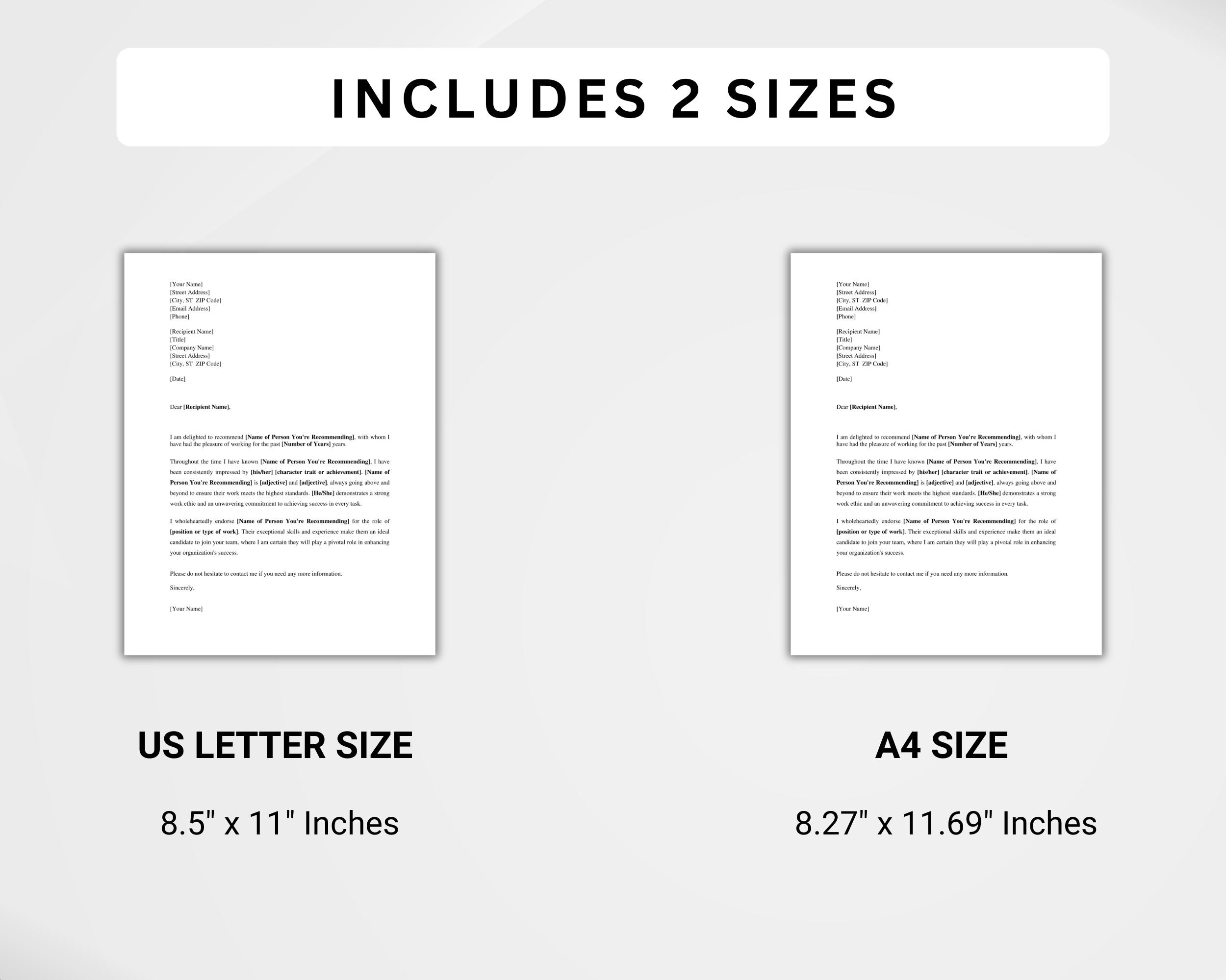 Printable Professional Reference Letter Template (microsoft Word) - Etsy