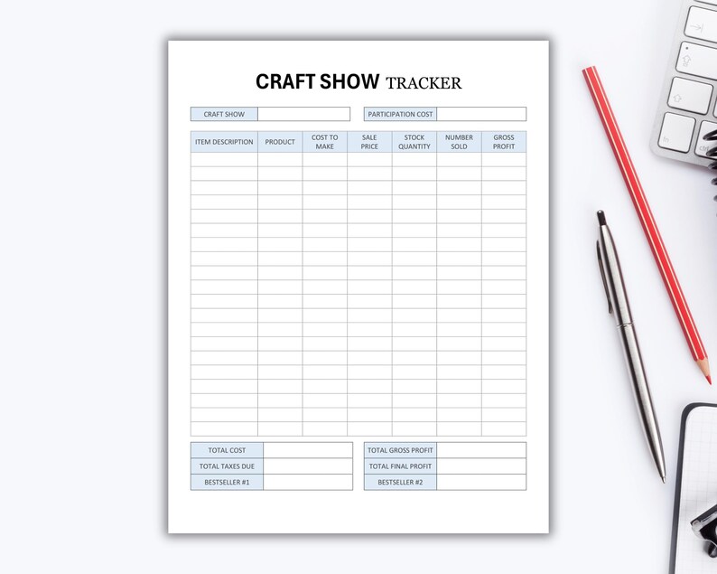 Printable Craft Show Tracker. Craft Show Order Form. Craft Fair ...