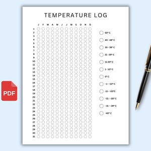 Temperature Log Printable, Temperature Tracker, Daily Weather Tracker ...