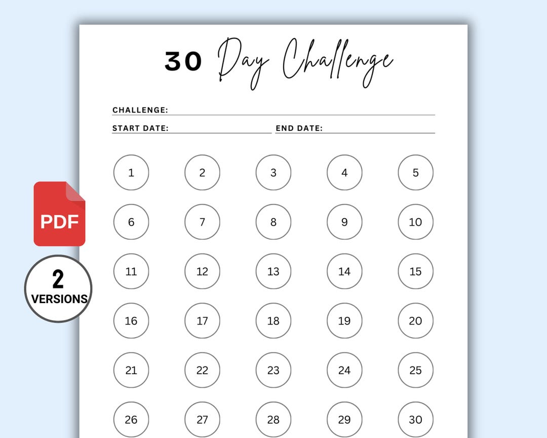 PRINTABLE 30 Day Challenge Goal Tracker. Goal Setting. Fitness ...