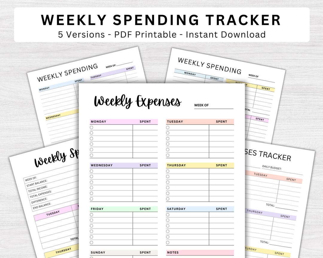 Weekly Spending Tracker Bundle. Weekly Expense Tracker. Spending Log ...