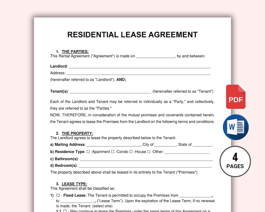 Editable Rental Agreement Templates. Printable Rental Agreements Form ...