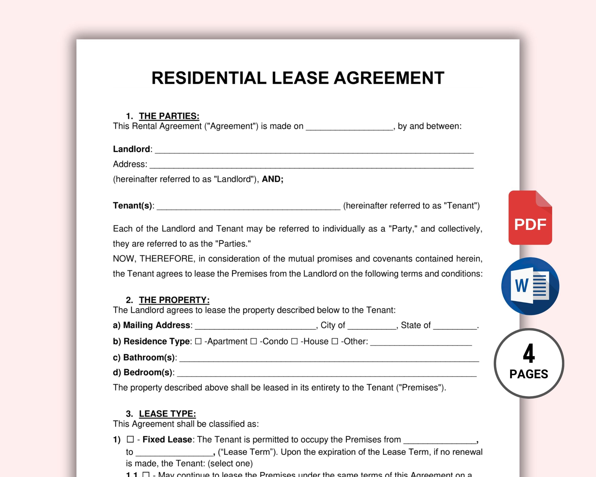 Editable Rental Agreement Templates. Printable Rental Agreements Form ...