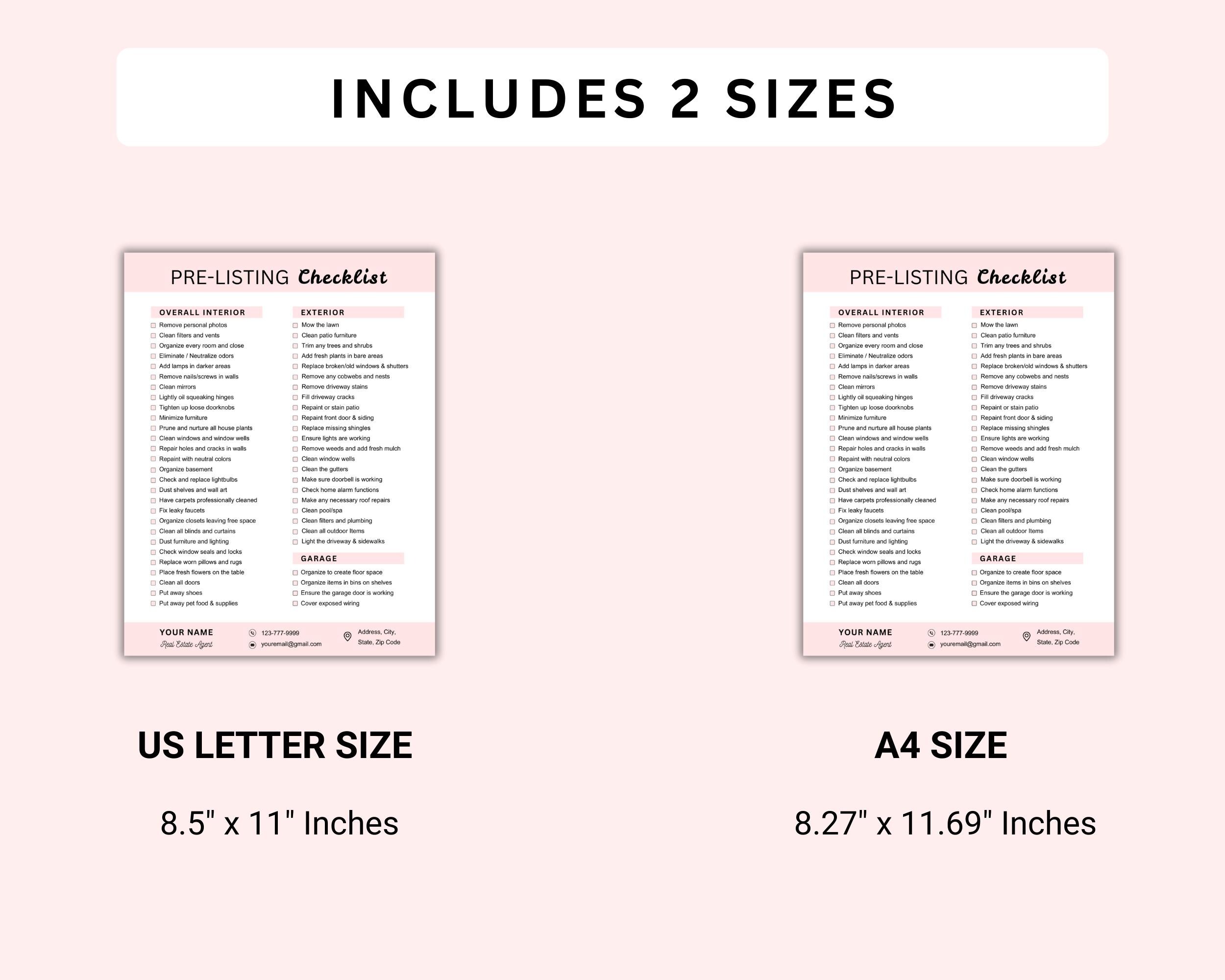 EDITABLE Pre-listing Checklist Templates. Real Estate Marketing ...