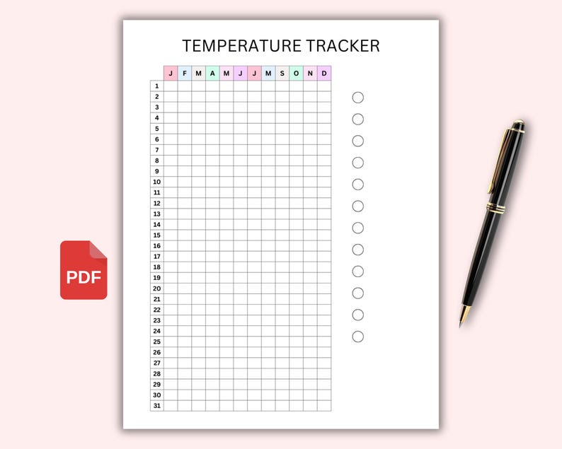Printable Temperature Tracker. Temperature Log. Weather Tracker ...
