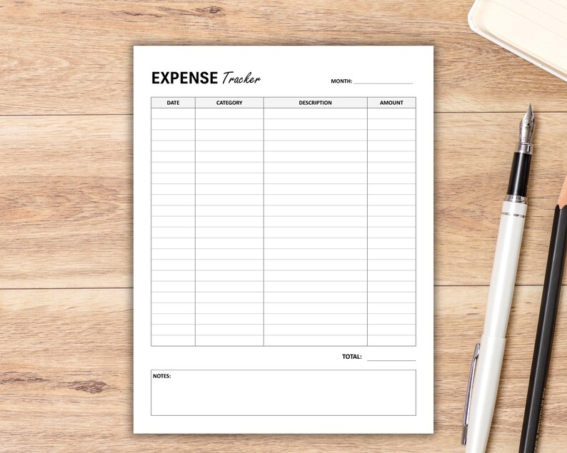 Expense Tracker Printable PDF. Spending Tracker. Expense Log. Purchase ...