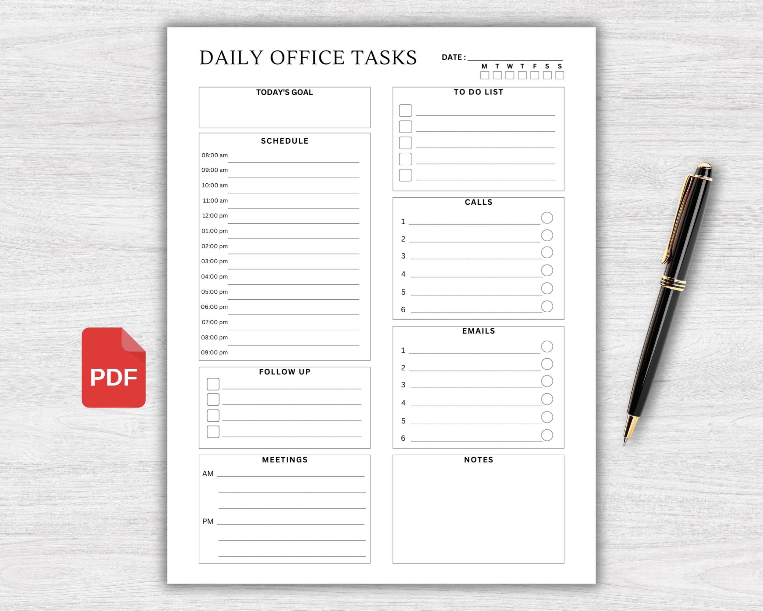 Printable Daily Office Tasks. Office To-do List Planner. Office Task ...