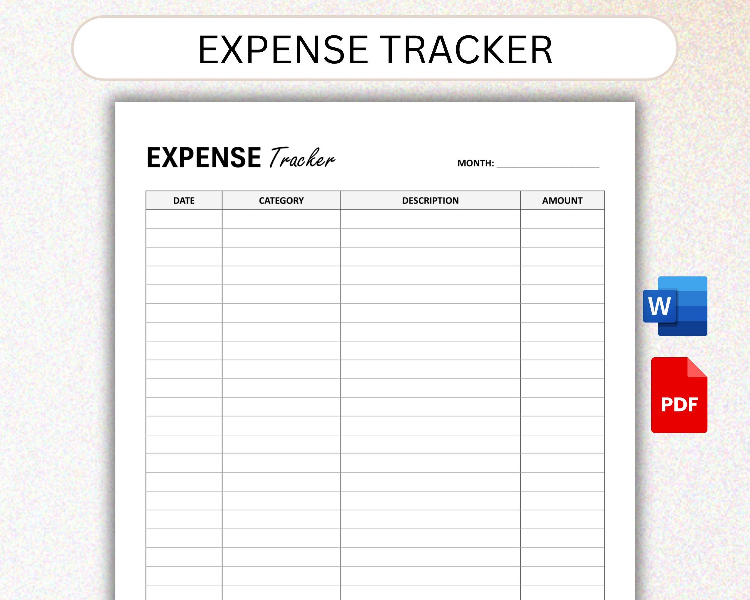 Expense Tracker Printable PDF. Spending Tracker. Expense Log. Purchase ...