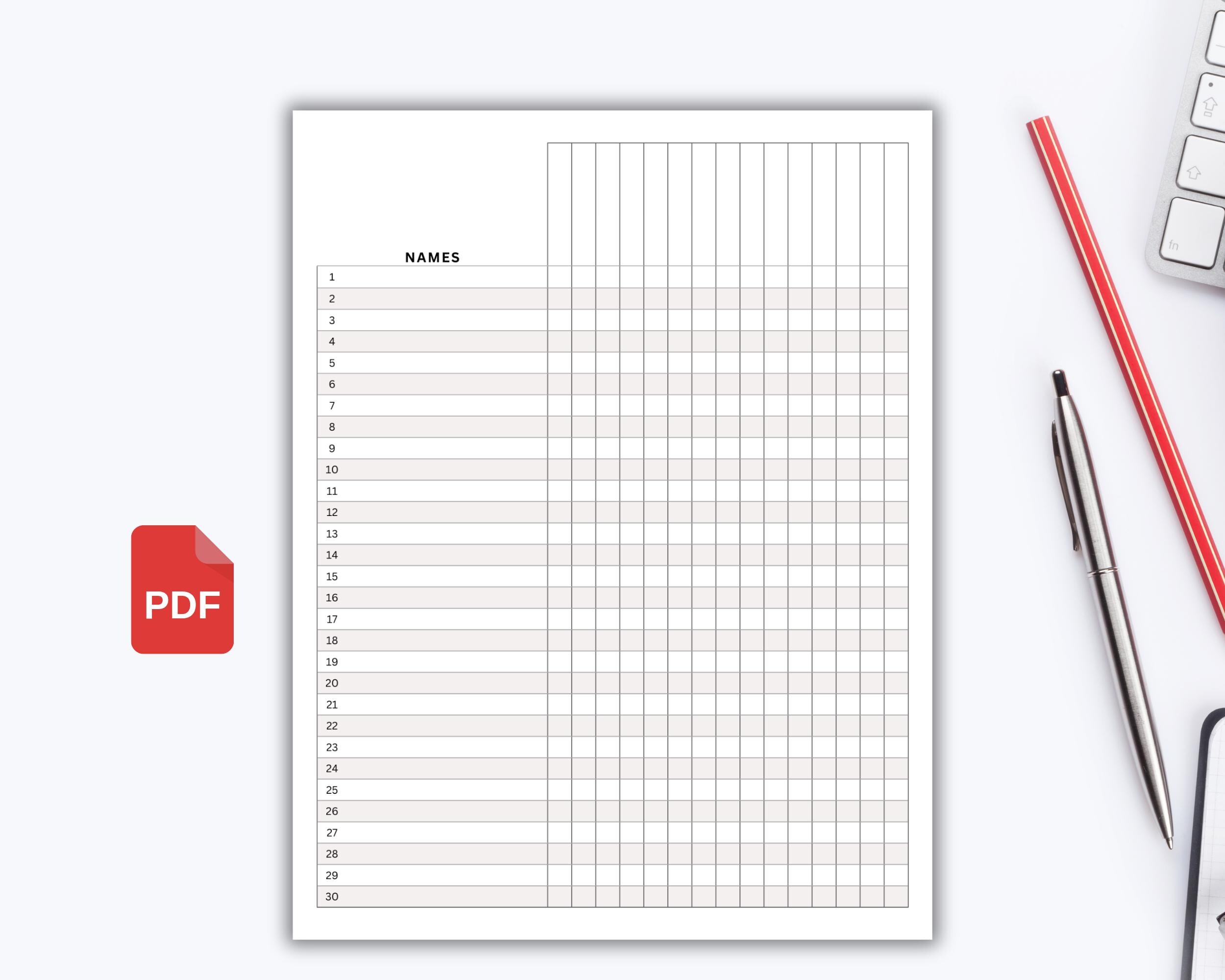 Class Record Printable, Teacher Gradebook & Attendance Log, Classroom ...