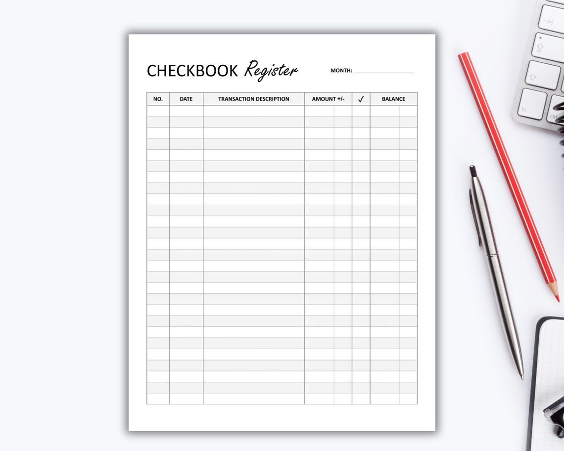 Checkbook Register Printable, Finance Tracker, Expense & Transaction ...