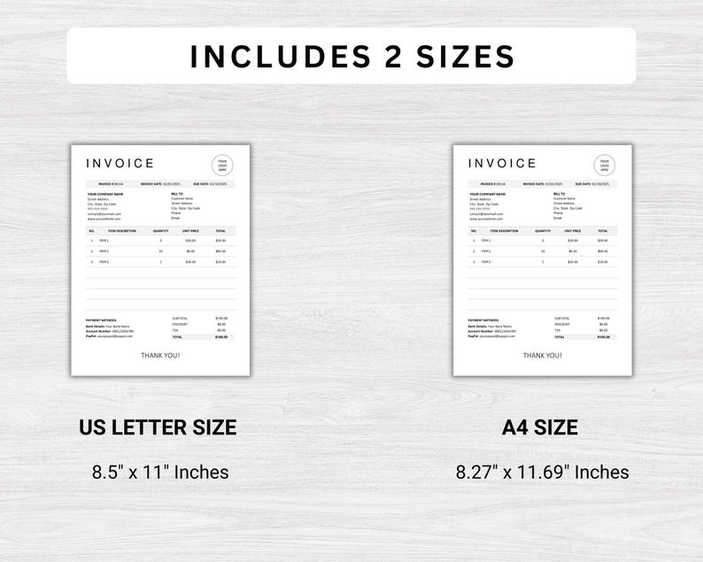 Editable Invoice Template | Business Invoice Word | Printable Billing ...