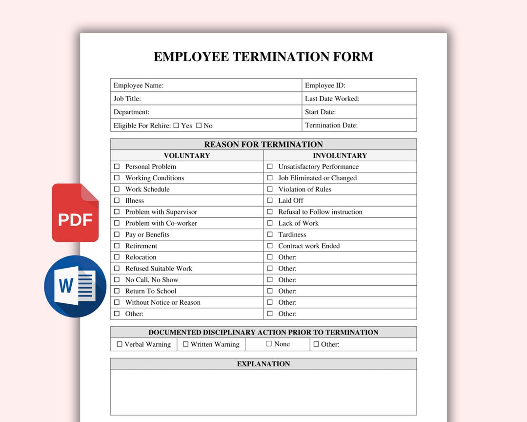 Printable Employee Termination Form. Editable Employee Termination Form ...