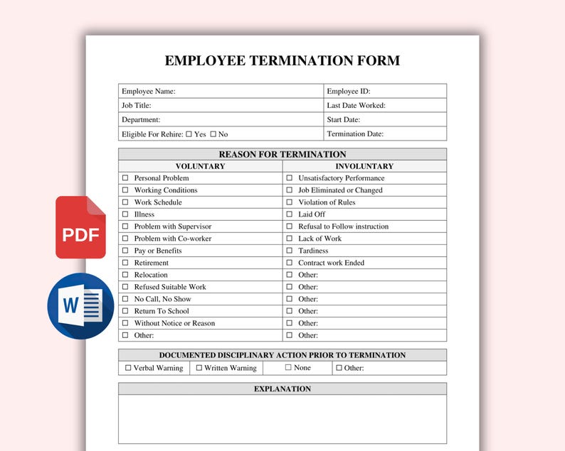 Printable Employee Termination Form. Editable Employee Termination Form ...