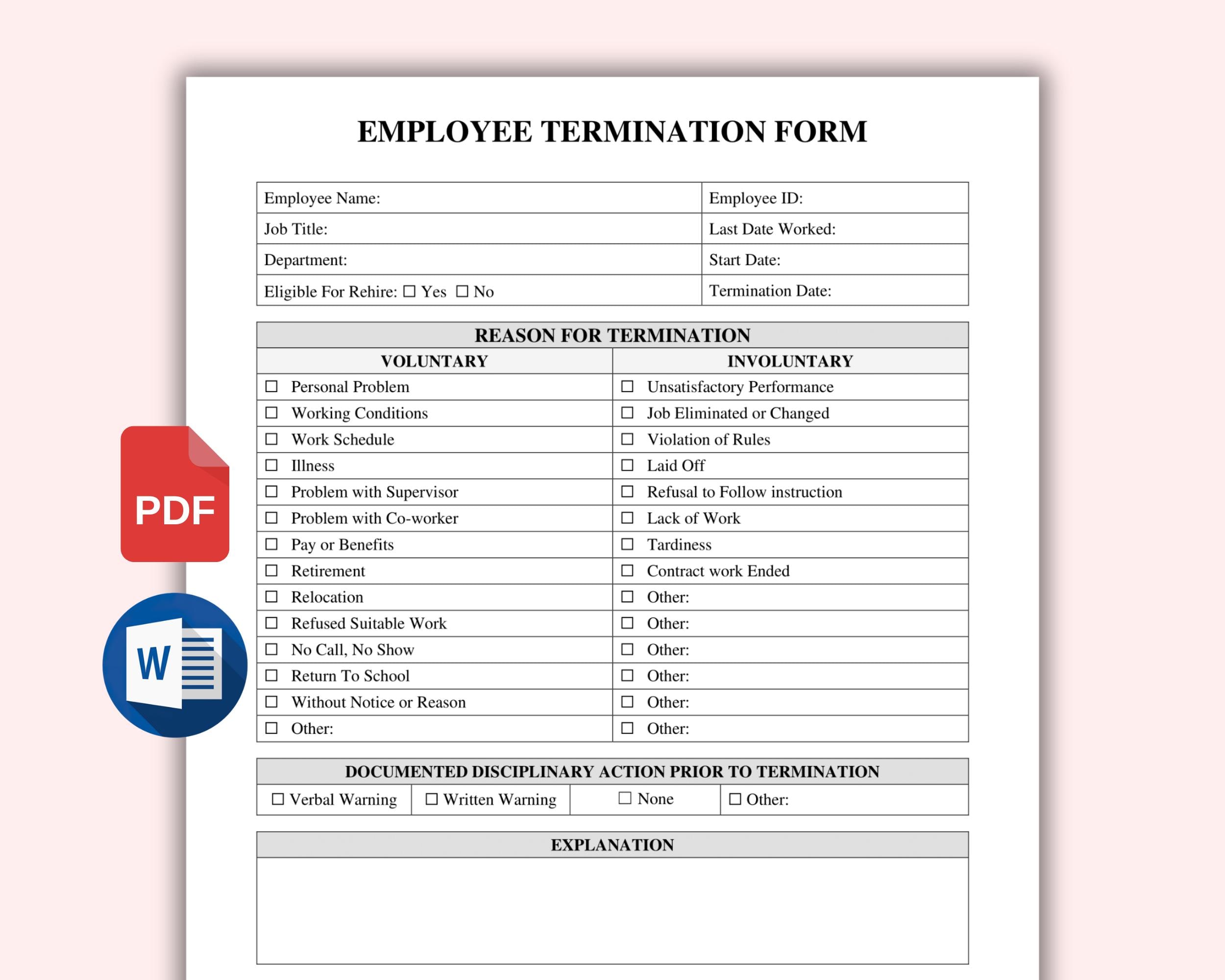 Printable Employee Termination Form. Editable Employee Termination Form ...