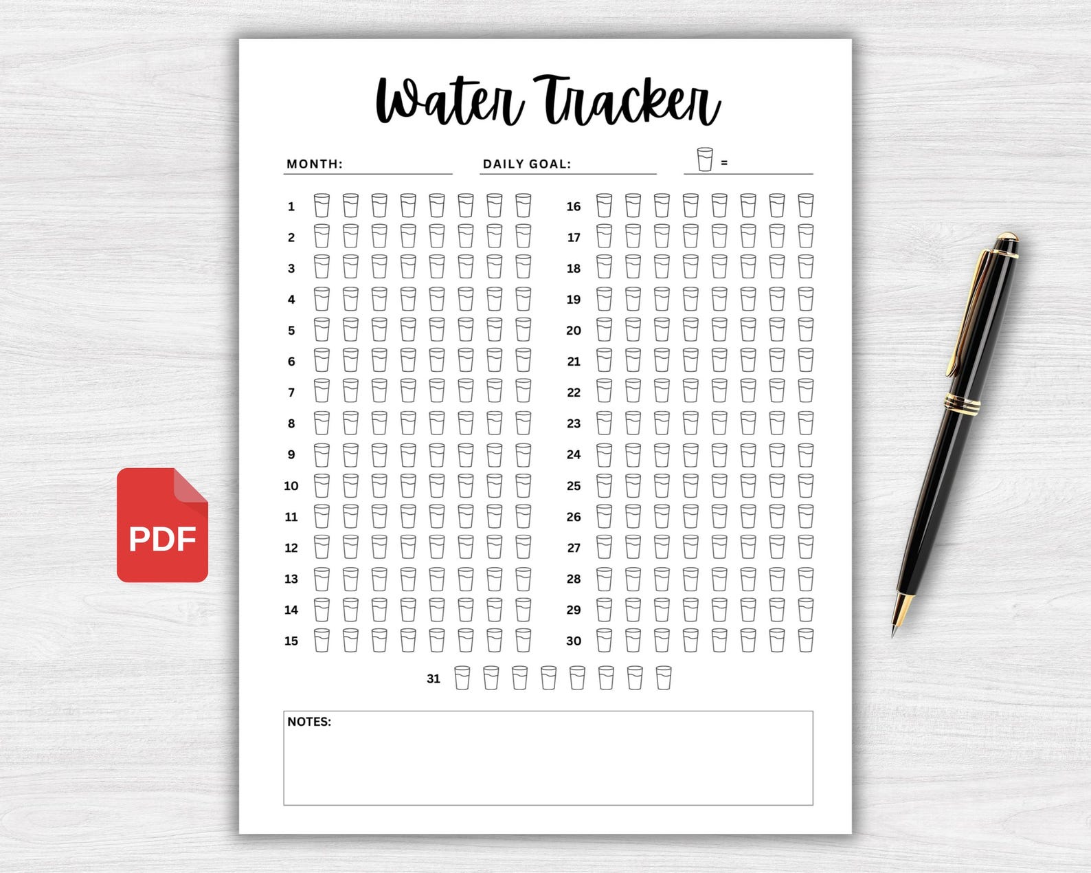 Monthly Water Tracker PRINTABLE. Monthly Water Intake Tracker ...