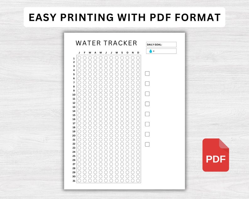Monthly Water Tracker. Printable 31 Day Water Challenge. Hydration ...