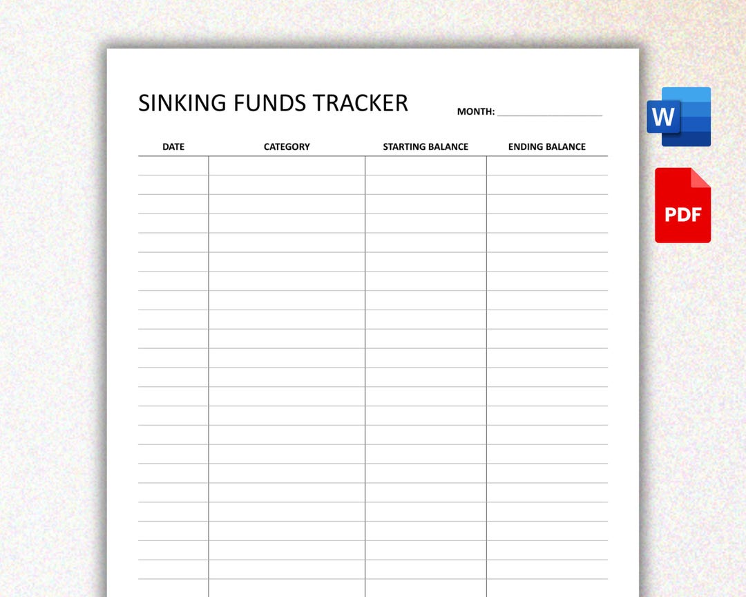 Sinking Funds Tracker. Sinking Funds Monthly Tracker. Sinking Funds ...
