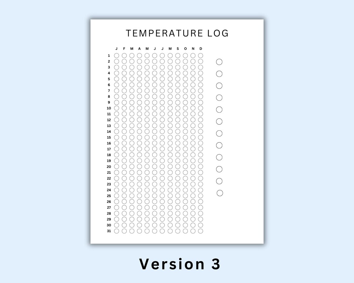 Printable Temperature Log. Temperature Tracker. Weather Tracker ...
