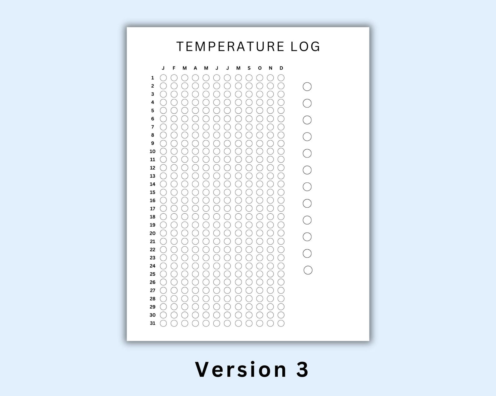 Printable Temperature Log. Temperature Tracker. Weather Tracker ...