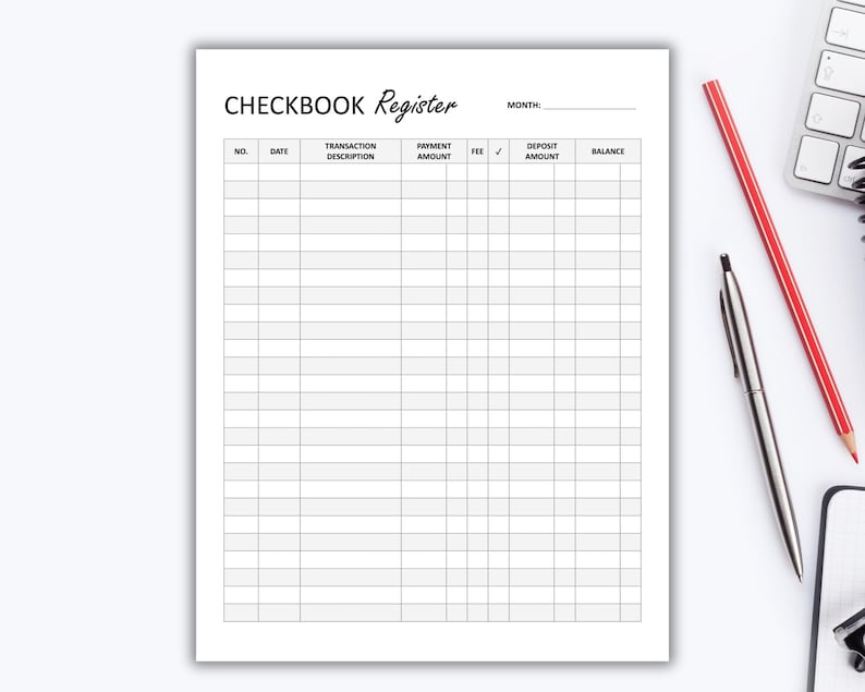 Checkbook Register Printable, Finance Tracker, Check Register Pages ...