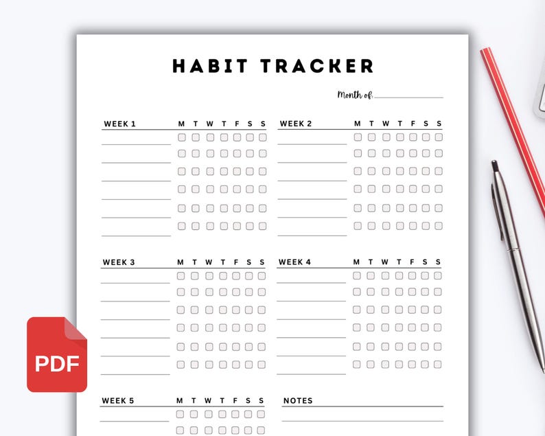 Habit Tracker, Printable Habit Tracker, Weekly Habit Tracker ...